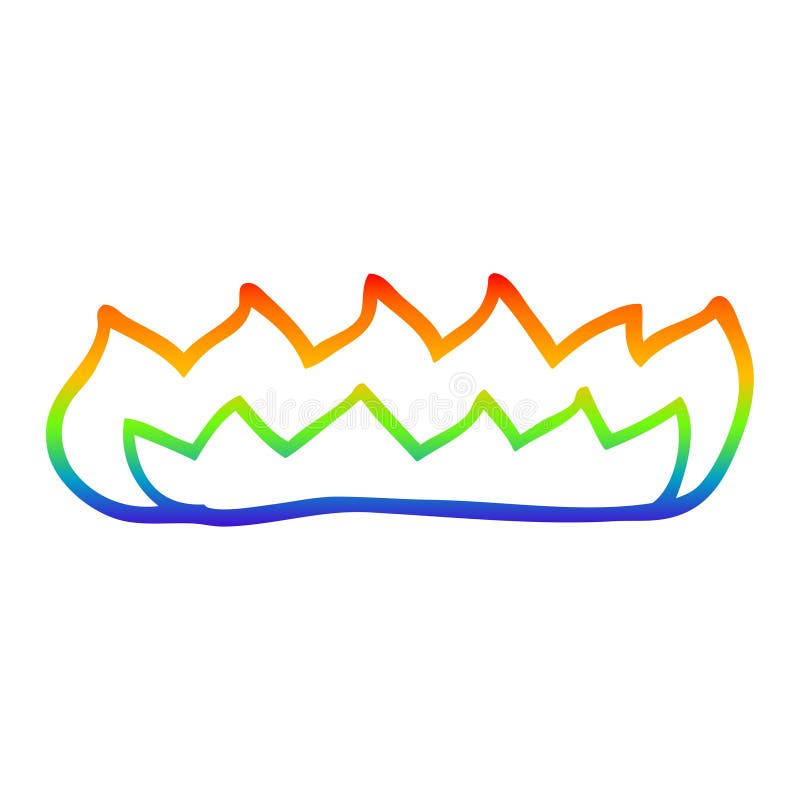 Burning Fire Flames Cartoon Rainbow Line Gradient Spectrum Doodle ...