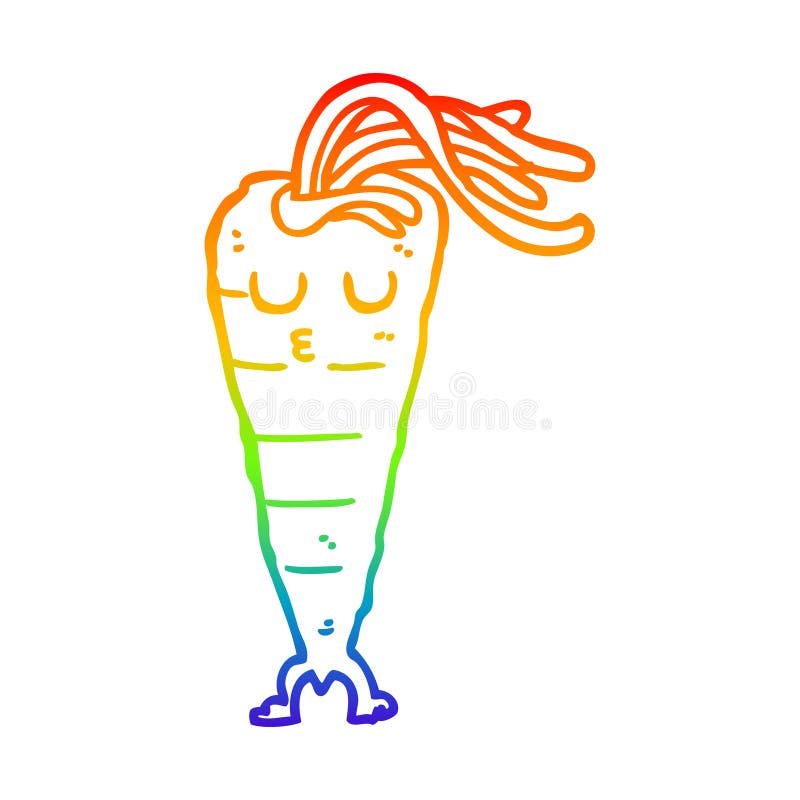 A Creative Rainbow Gradient Line Drawing Cartoon Carrot Stock Vector ...