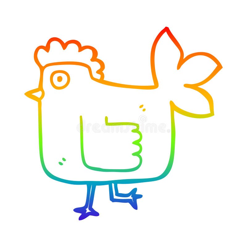 A Creative Rainbow Gradient Line Drawing Cartoon Chicken Stock Vector ...