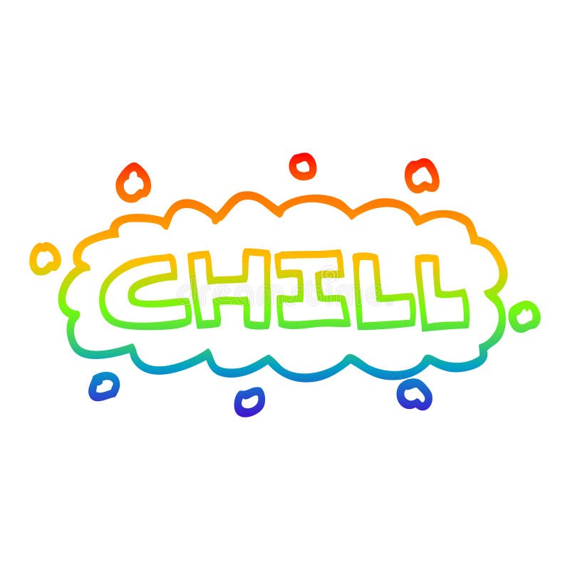 A Creative Rainbow Gradient Line Drawing Cartoon Chill Symbol Stock ...