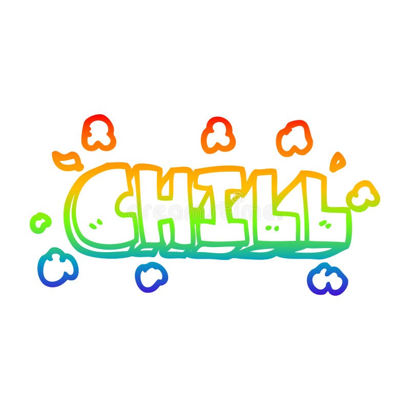 A Creative Rainbow Gradient Line Drawing Cartoon Chill Symbol Stock ...