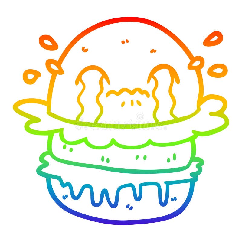Crying Burger Character Fast Food Stock Vector - Illustration of burger ...