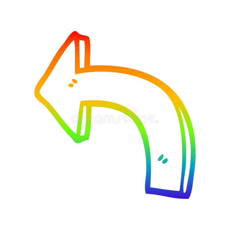 A Creative Rainbow Gradient Line Drawing Cartoon Directing Arrow Stock ...
