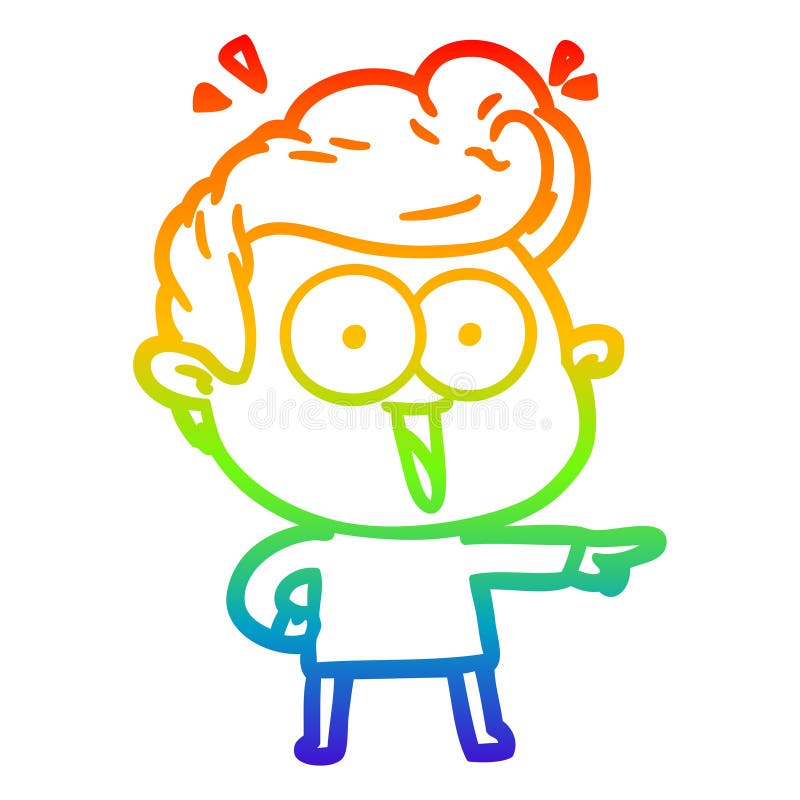 A Creative Rainbow Gradient Line Drawing Cartoon Excited Man Stock ...