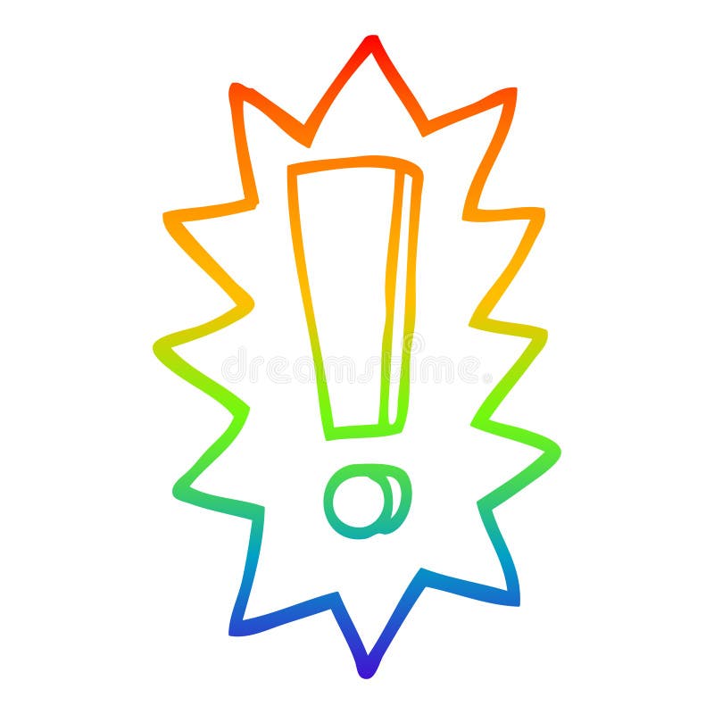 Exclamation Mark Point Cartoon Rainbow Line Gradient Spectrum Character ...