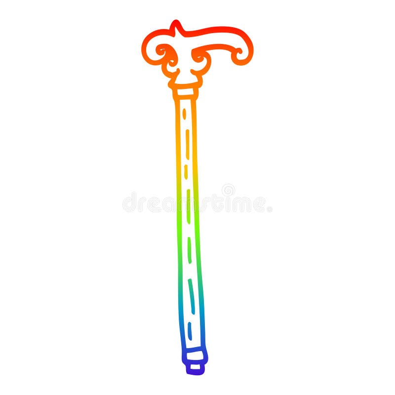 A Creative Rainbow Gradient Line Drawing Cartoon Fancy Walking Stick ...
