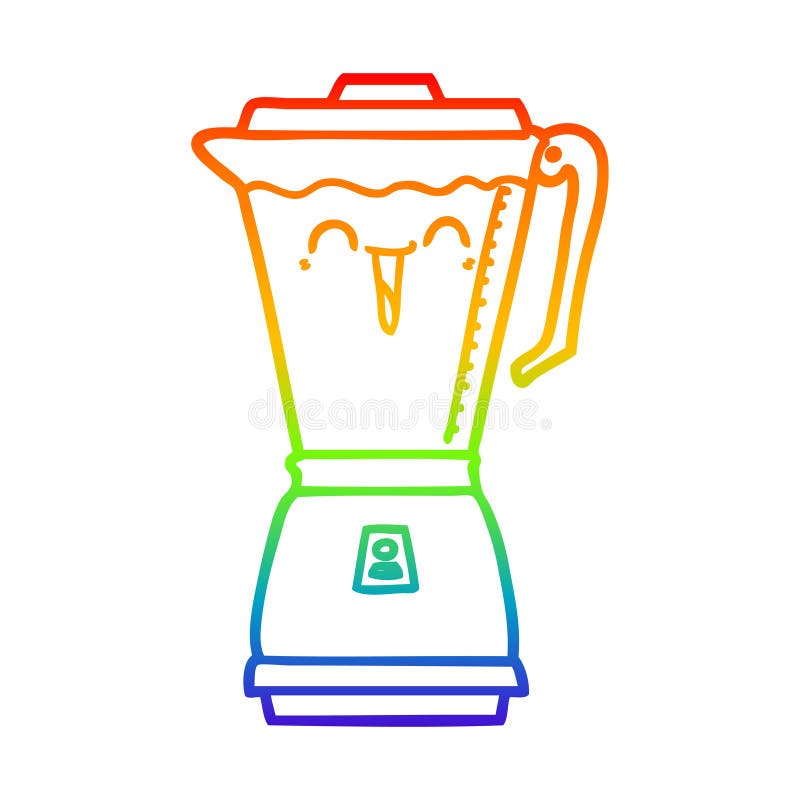 A Creative Rainbow Gradient Line Drawing Cartoon Food Processor Stock ...