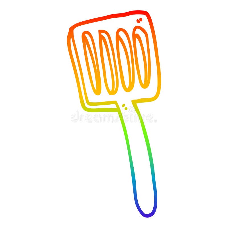 Spatula Flipper Metal Food Utensil Cartoon Rainbow Line Gradient ...