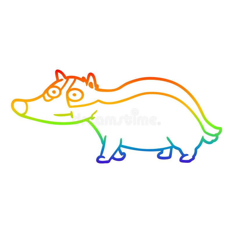 A Creative Rainbow Gradient Line Drawing Cartoon Friendly Badger Stock ...