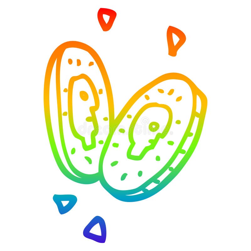 Gold Coins Money Object Cartoon Rainbow Line Gradient Spectrum Doodle ...