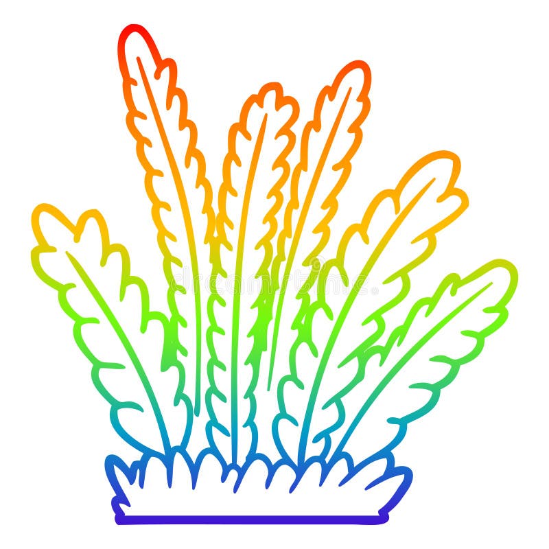 A Creative Rainbow Gradient Line Drawing Cartoon Growing Plants Stock ...
