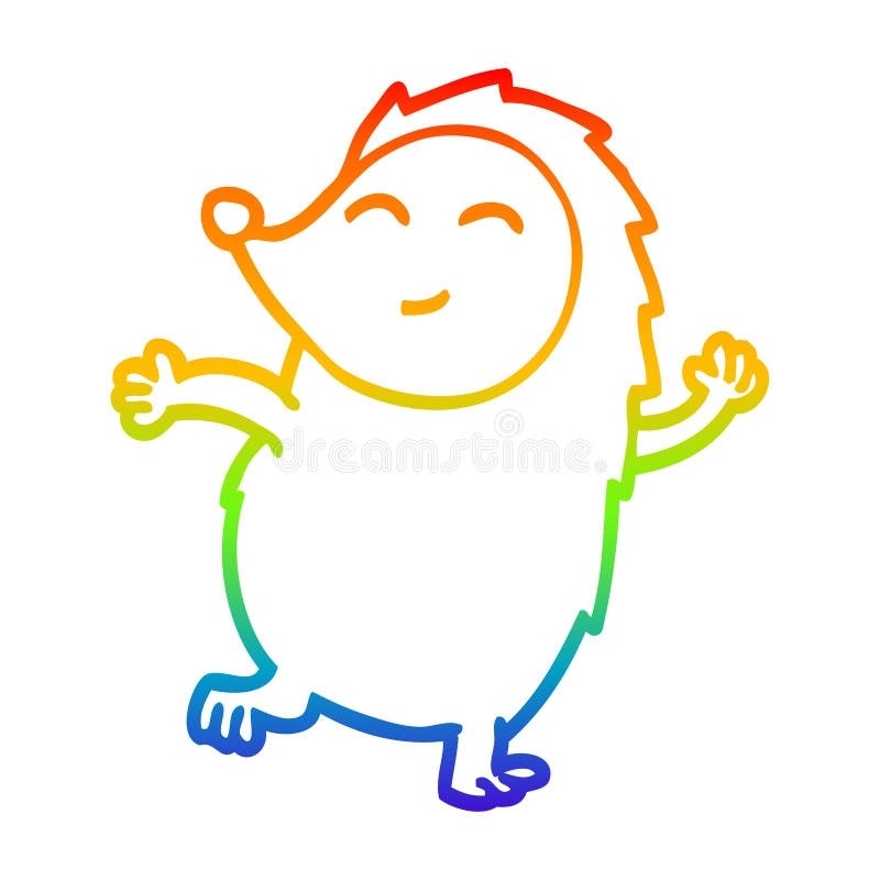 A Creative Rainbow Gradient Line Drawing Cartoon Happy Hedgehog Stock ...