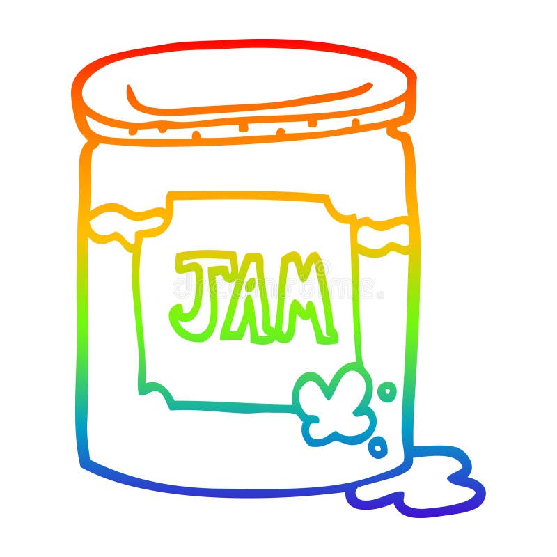 A Creative Rainbow Gradient Line Drawing Cartoon Jam Pot Stock Vector ...