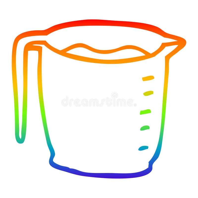 Jug Measuring Liquid Cooking Cartoon Rainbow Line Gradient Spectrum ...