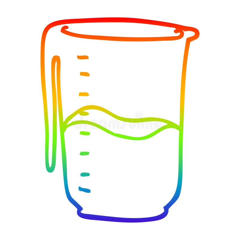 Jug Measuring Liquid Cooking Cartoon Rainbow Line Gradient Spectrum ...