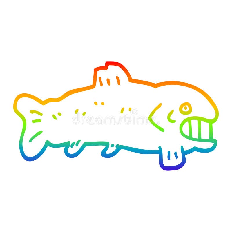 A Creative Rainbow Gradient Line Drawing Cartoon Large Fish Stock ...