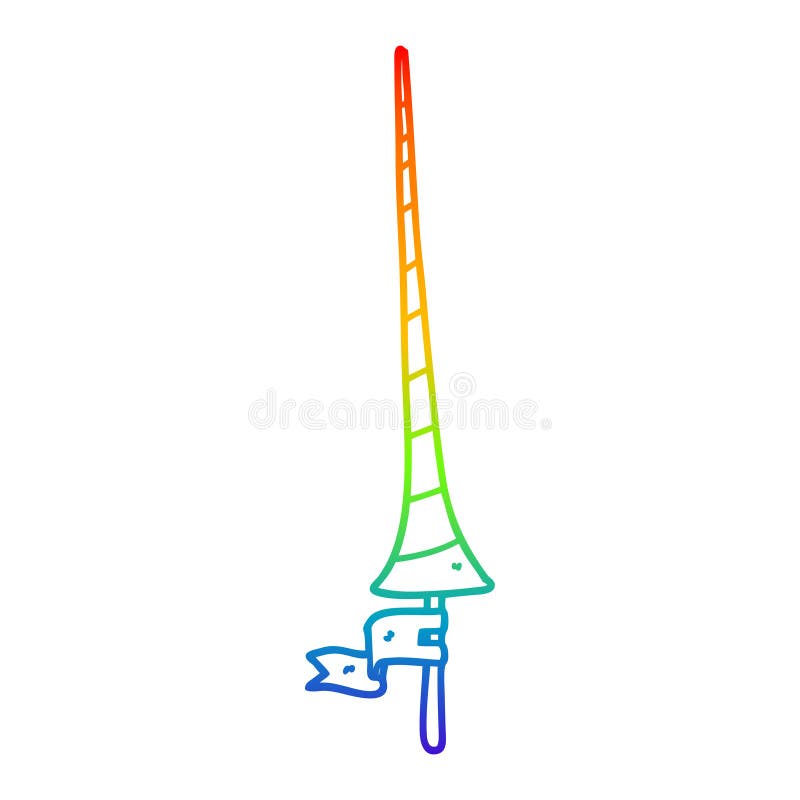 A Creative Rainbow Gradient Line Drawing Cartoon Medieval Lance Stock ...