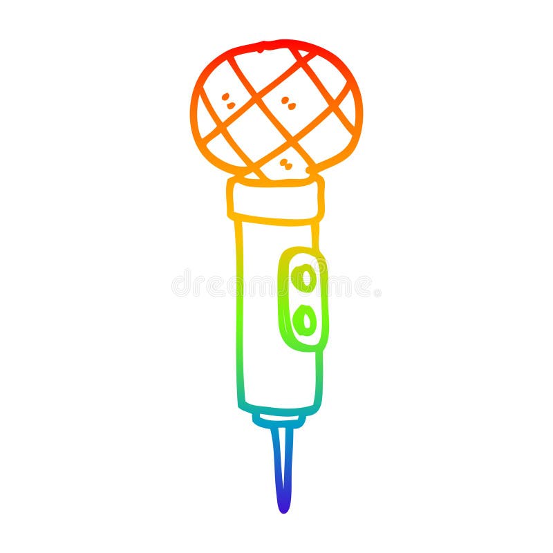 A Creative Rainbow Gradient Line Drawing Cartoon Microphone Stock ...