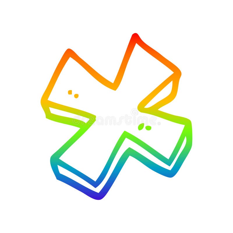 A Creative Rainbow Gradient Line Drawing Cartoon Multiplication Symbol ...