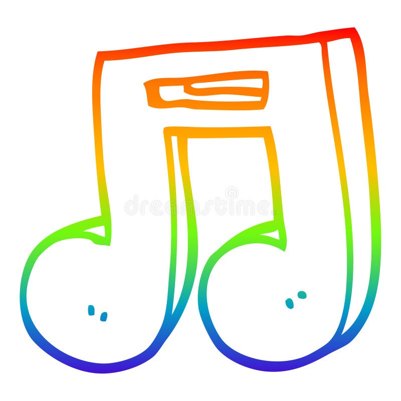 A Creative Rainbow Gradient Line Drawing Cartoon Musical Notes Stock ...