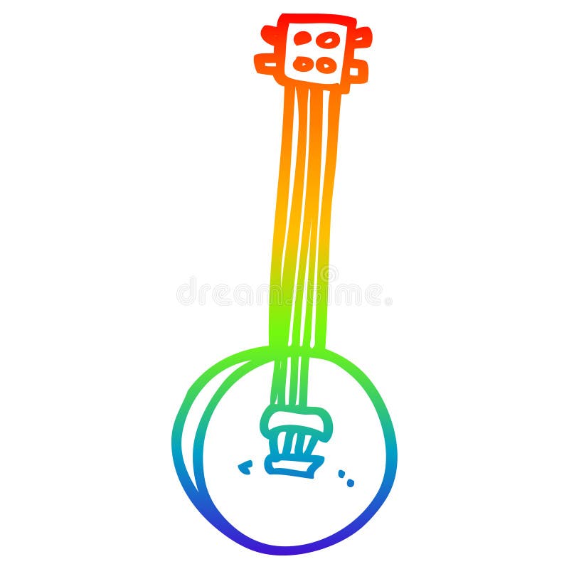 A Creative Rainbow Gradient Line Drawing Cartoon Old Banjo Stock Vector ...