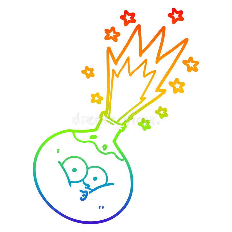 A Creative Rainbow Gradient Line Drawing Cartoon Potion Exploding Stock ...