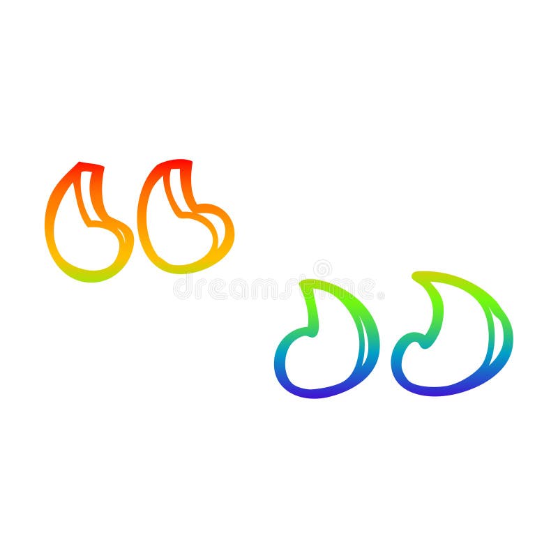 A Creative Rainbow Gradient Line Drawing Cartoon Quotation Marks Stock ...