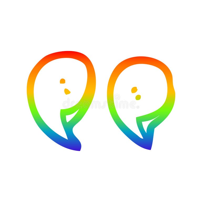 A Creative Rainbow Gradient Line Drawing Cartoon Quotation Marks Stock ...