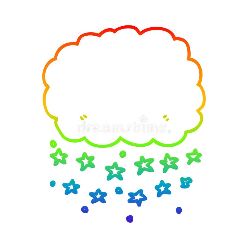 A Creative Rainbow Gradient Line Drawing Cartoon Rain Cloud Stock ...