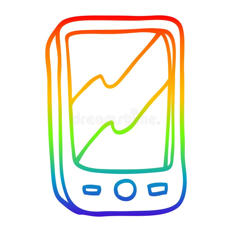 Touch Screen Mobile Tablet Technology Phone Cartoon Rainbow Line ...