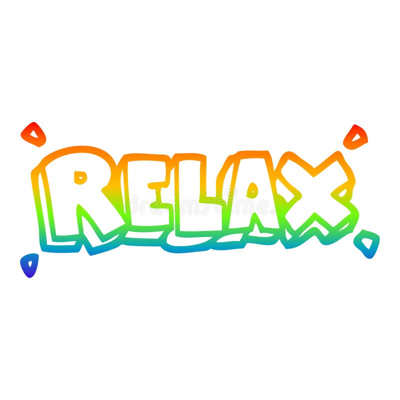 Relax Sign Symbol Word Text Cartoon Rainbow Line Gradient Spectrum ...