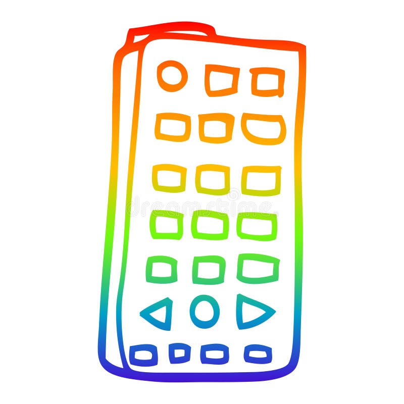A Creative Rainbow Gradient Line Drawing Cartoon Remote Control Stock ...