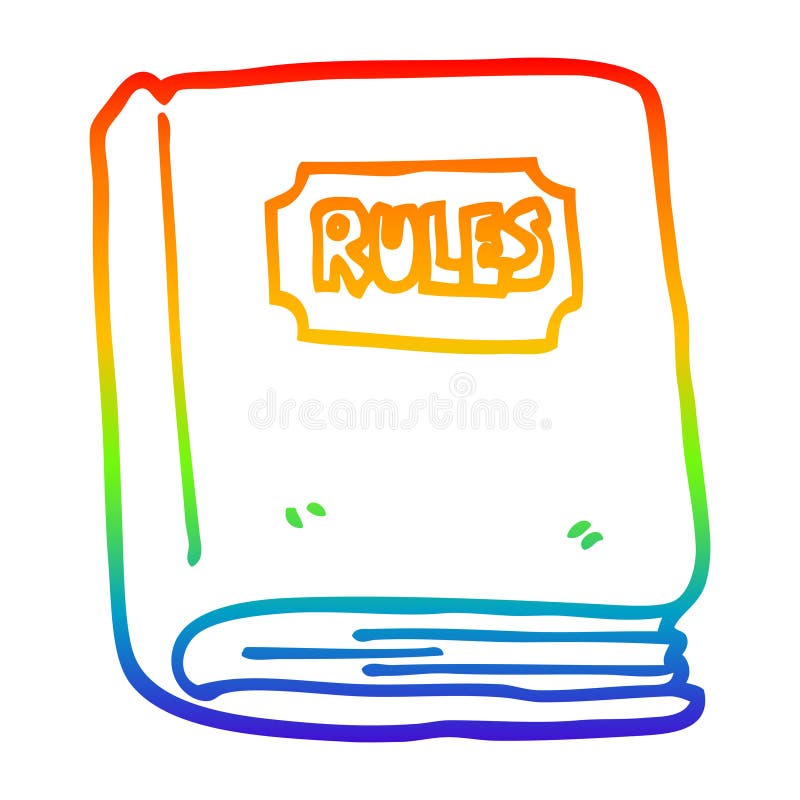 A Creative Rainbow Gradient Line Drawing Cartoon Rule Book Stock Vector ...