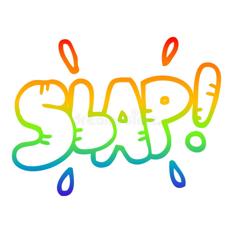 A Creative Rainbow Gradient Line Drawing Cartoon Slap Symbol Stock ...
