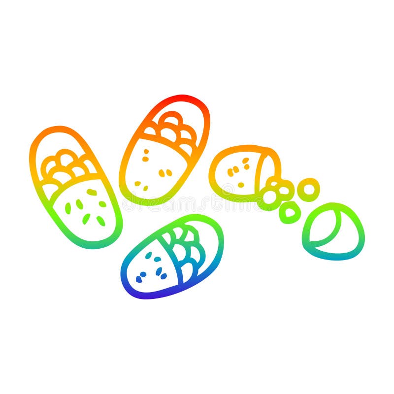 Medication Tablets Pain Killers Pills Cartoon Rainbow Line Gradient ...