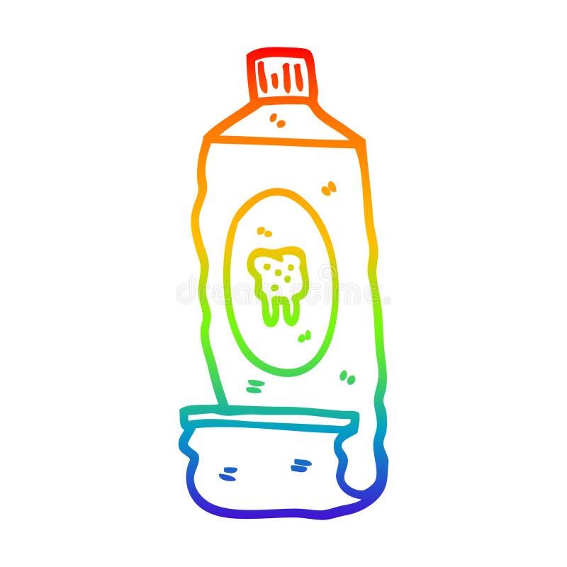 A Creative Rainbow Gradient Line Drawing Cartoon Toothpaste Stock ...