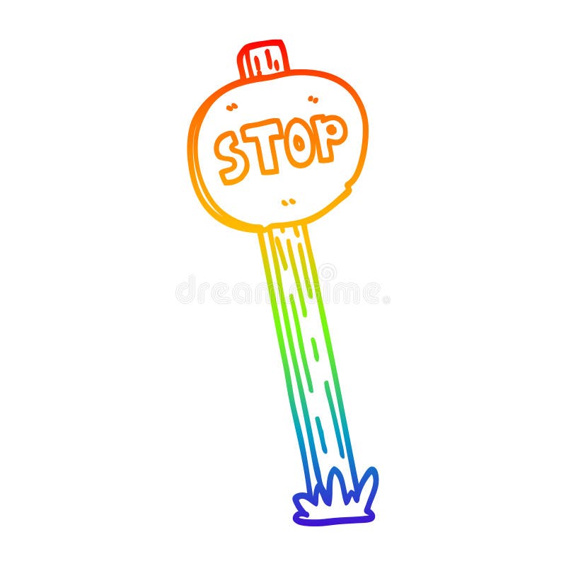A Creative Rainbow Gradient Line Drawing Cartoon Traffic Signs Stock ...