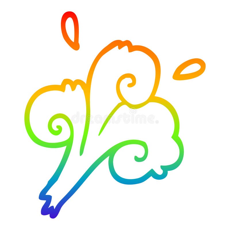 A Creative Rainbow Gradient Line Drawing Cartoon Water Waves Stock ...