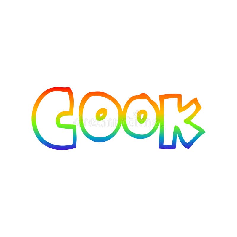 A Creative Rainbow Gradient Line Drawing Cartoon Word Cook Stock Vector ...