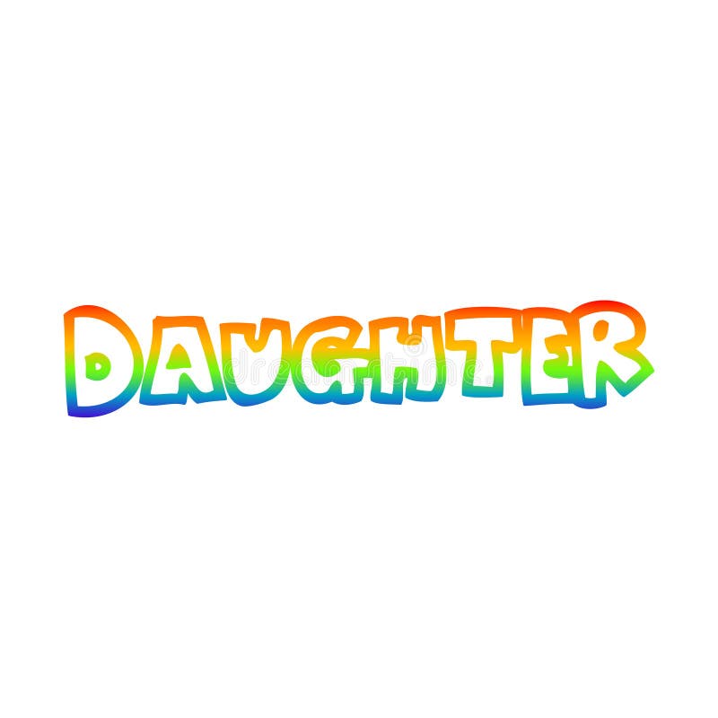 A Creative Rainbow Gradient Line Drawing Cartoon Word Daughter Stock ...