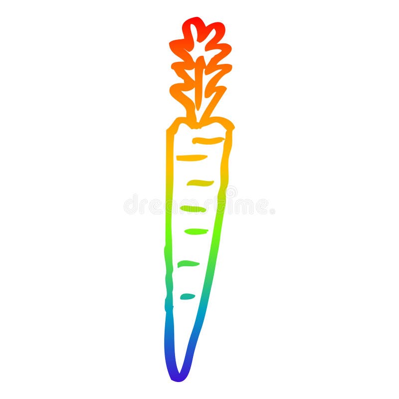 A Creative Rainbow Gradient Line Drawing Cartoon Yellow Carrot Stock ...