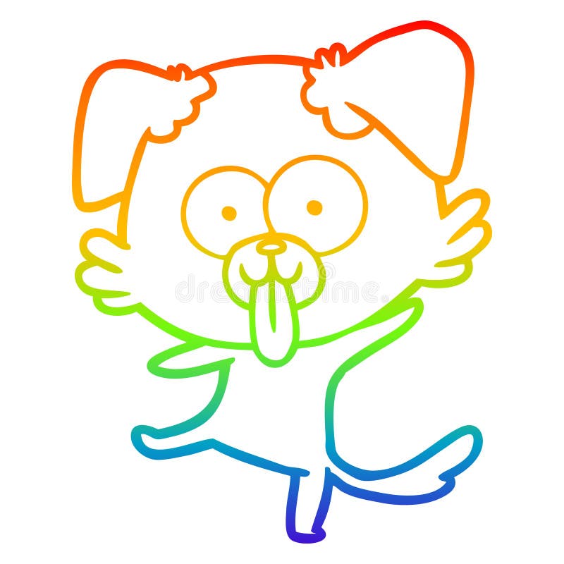 A Creative Rainbow Gradient Line Drawing Funny Cartoon Dancing Dog ...