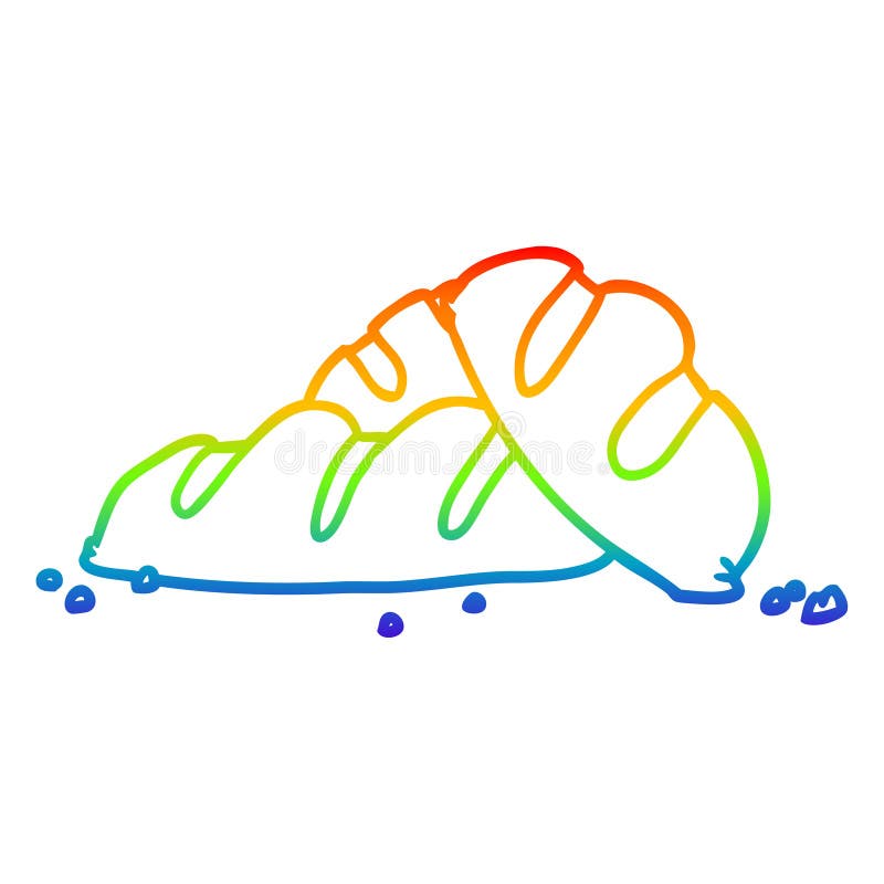 A Creative Rainbow Gradient Line Drawing Loaves of Freshly Baked Bread ...