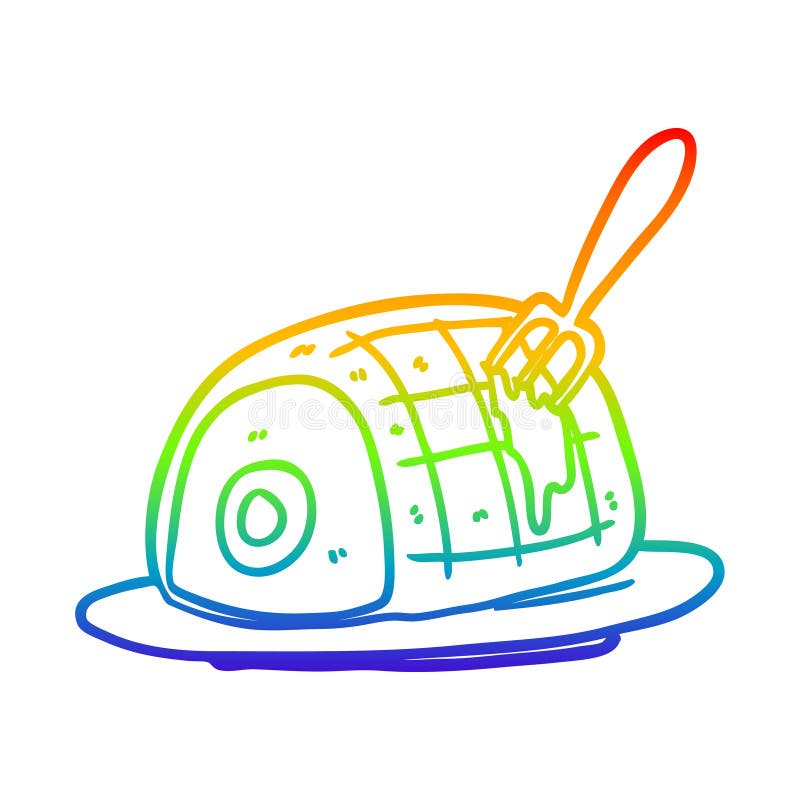 A Creative Rainbow Gradient Line Drawing Plate of Cooked Beef Stock ...