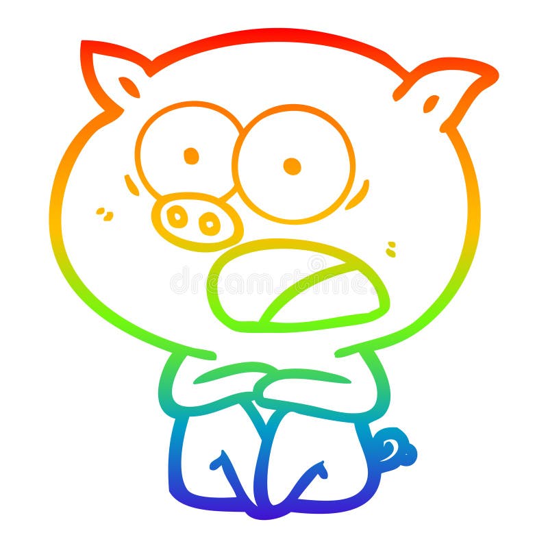 Gradient Line Drawing Shocked Cartoon Pig Stock Illustrations – 129 ...