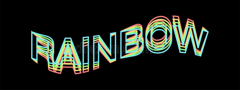 Creative Rainbow Text on Black Background. Rainbow Curve Design Text ...