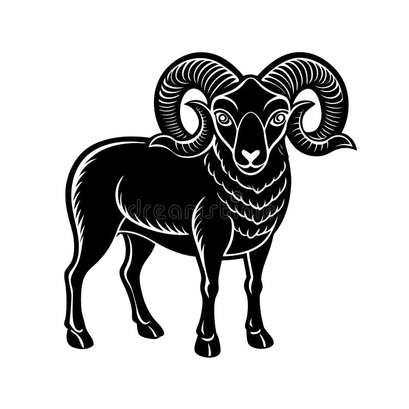 Creative Ram Linocut Arts Activity Stock Photo - Illustration of ...