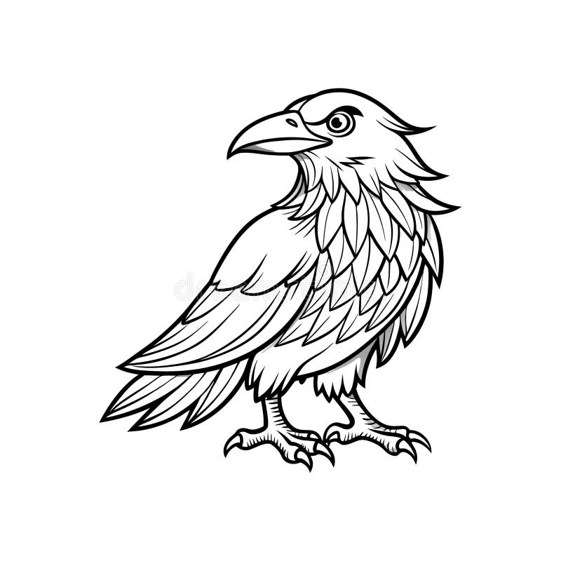Creative Raven Coloring Template Stock Illustration - Illustration of ...