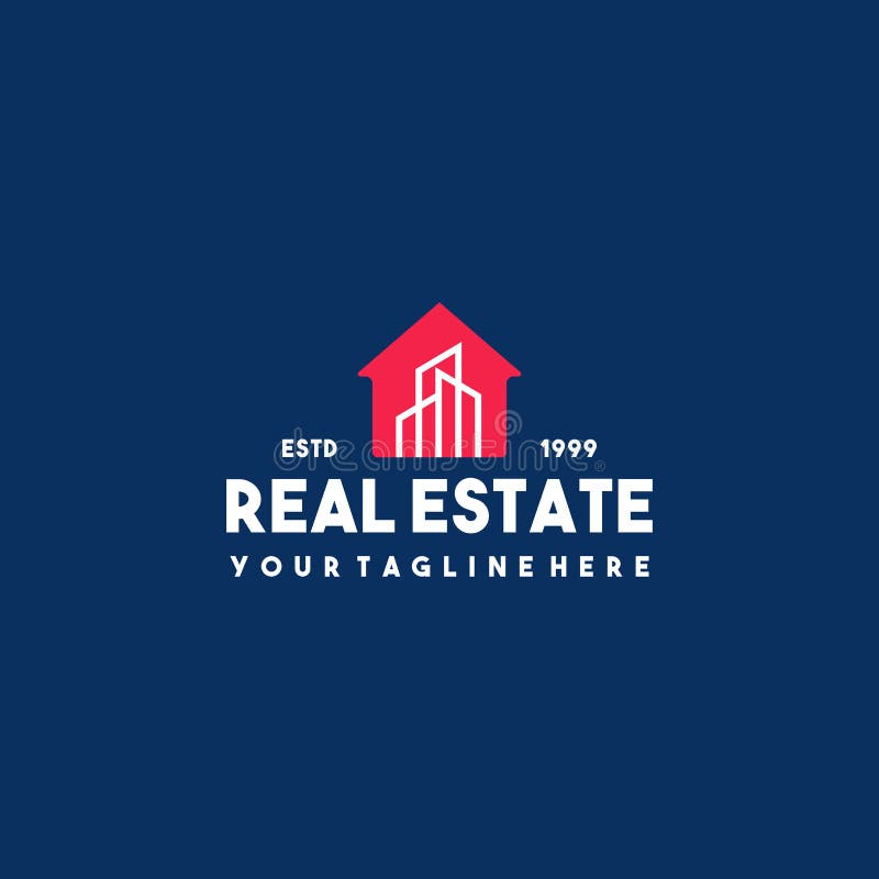Real Estate Logo Design Vector Template with Negative Space Concept ...