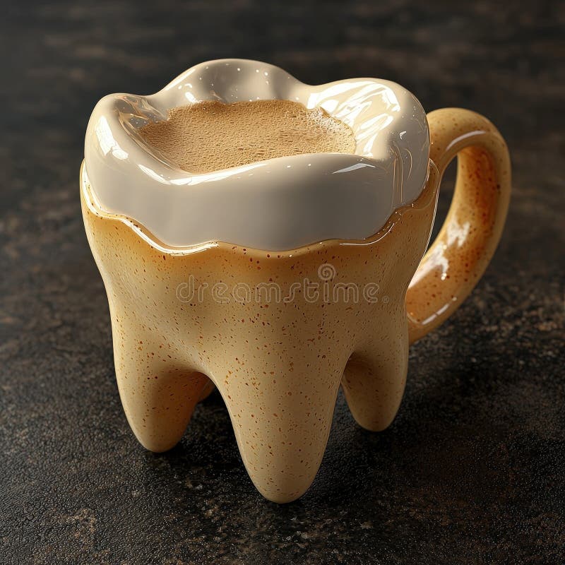 Unique Tooth-shaped Coffee Mug with Realistic Ceramic Texture Stock ...